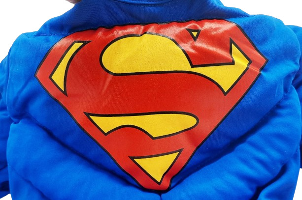 STRÓJ SUPERMANA Z MIĘŚNIAMI 130cm KOSTIUM PELERYNA MASKA - lumbi.pl